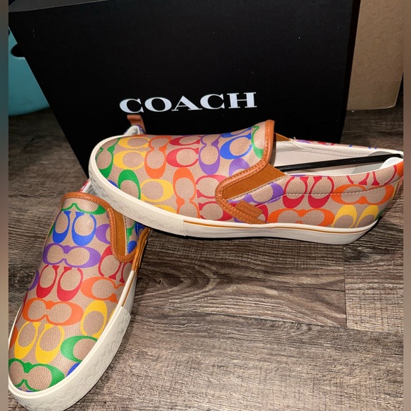 Coach | Shoes | Coach Skate Slip On Sneaker In Rainbow Signature Canvas ...